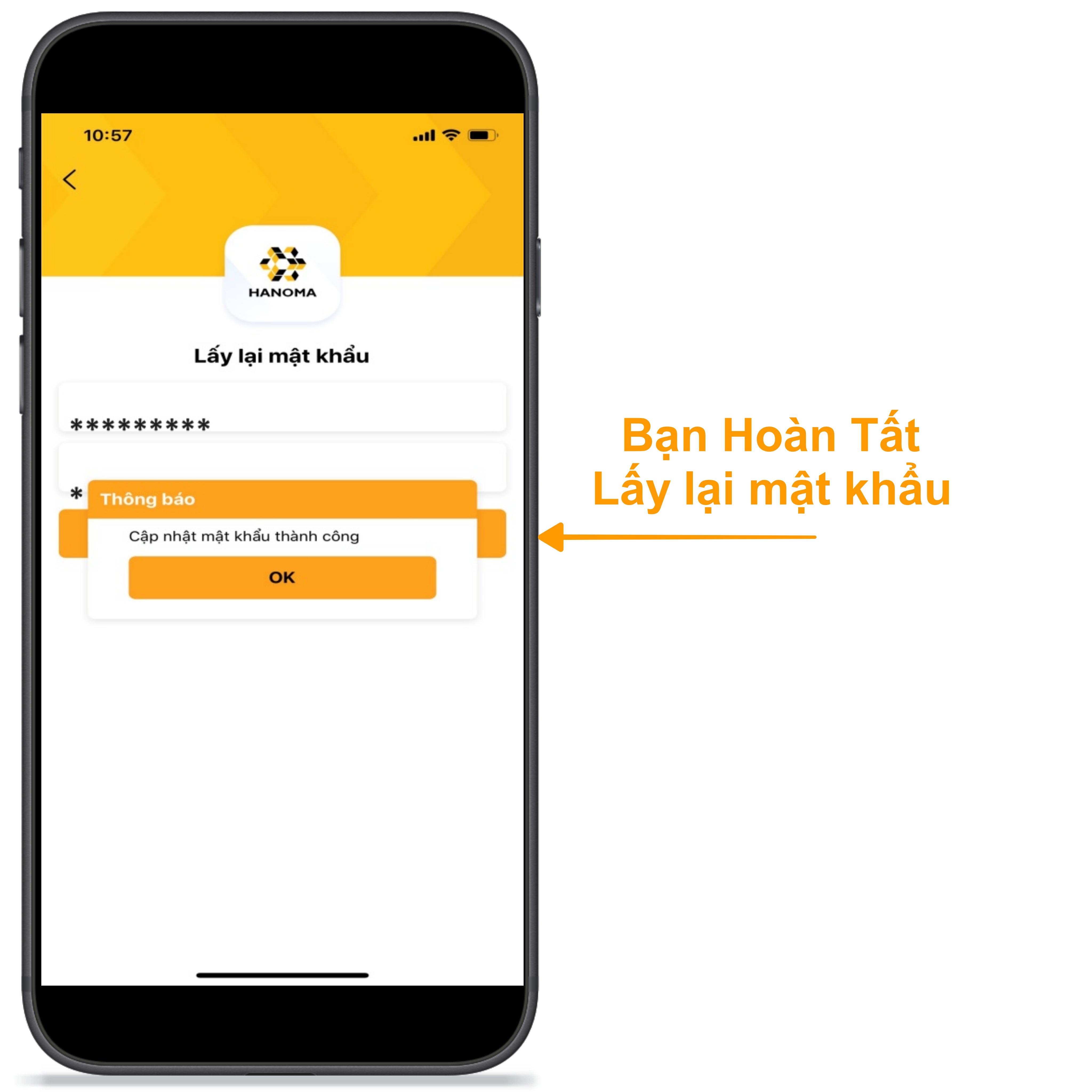 HƯỚNG DẪN LẤY LẠI MẬT KHẨU TRÊN APP HANOMA